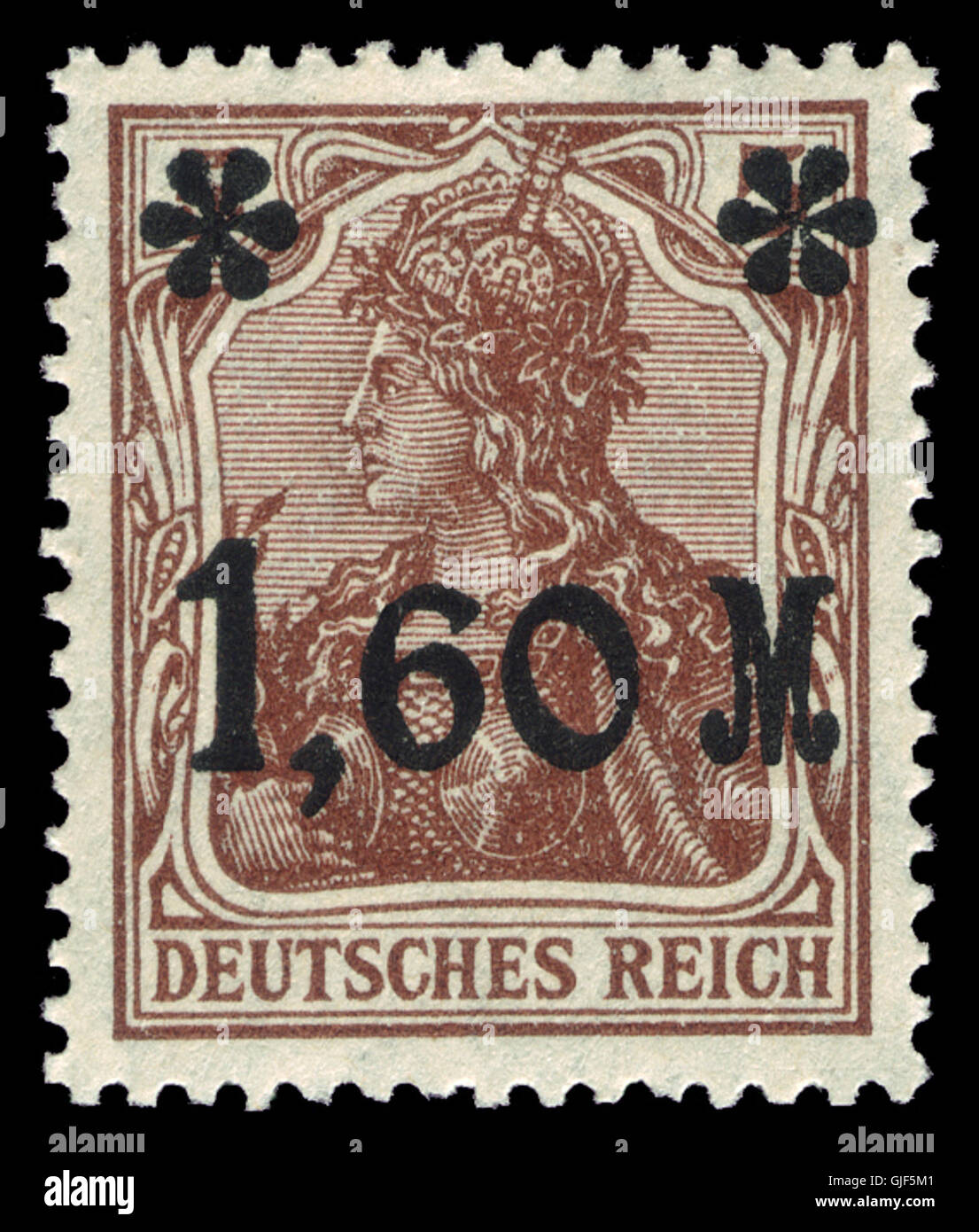The DR 1921 154 Germania Overprint stamp was issued by the German ...