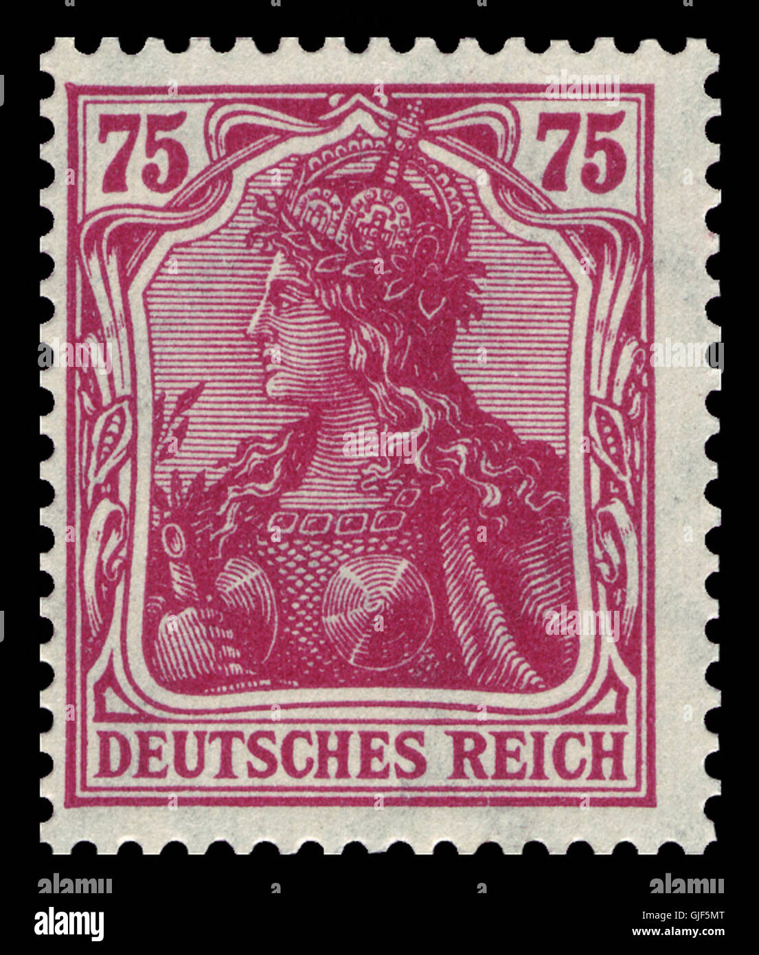 The DR 1922 197 Germania stamp features an allegorical figure of ...