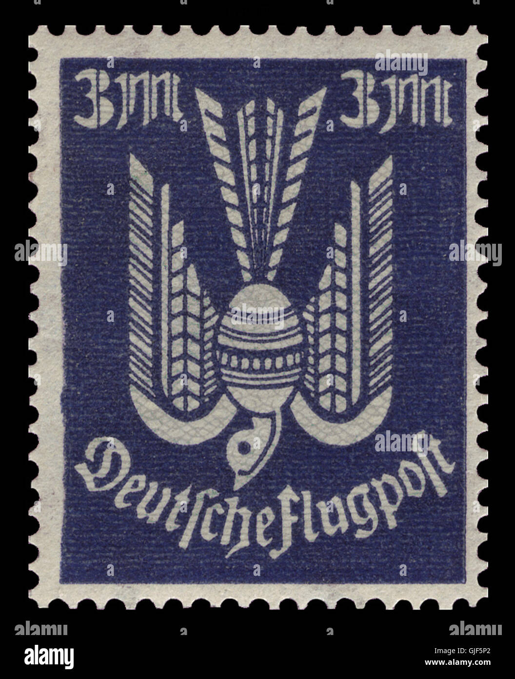 The 1922 DR Flugpost Holztaube stamp features an image of a wooden dove ...