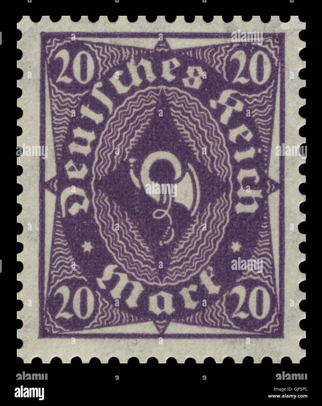The 1922 DR (Deutsche Reich) 230 Posthorn stamp features a prominent ...