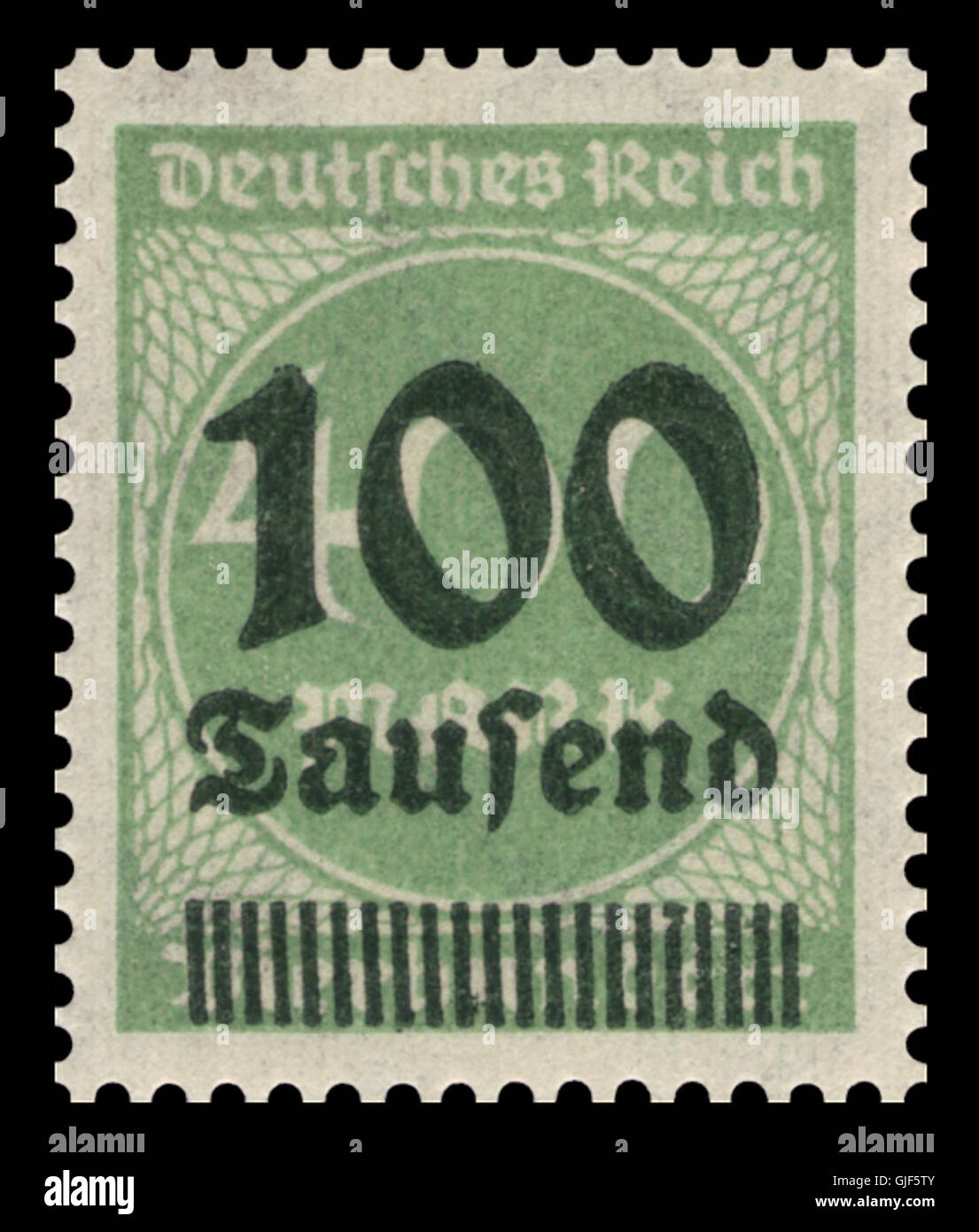 The 1923 DR 290 stamp, featuring a circular digit design with overprint ...