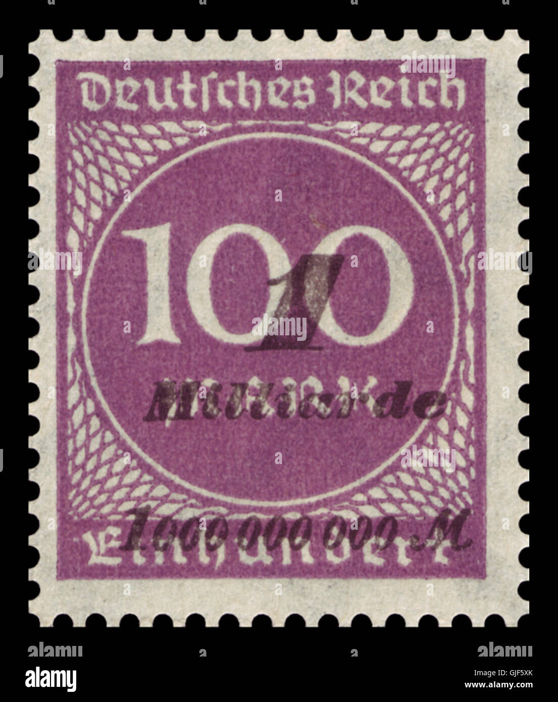 The 1923 DR 331 stamp features numbers within a circle with a distinct ...