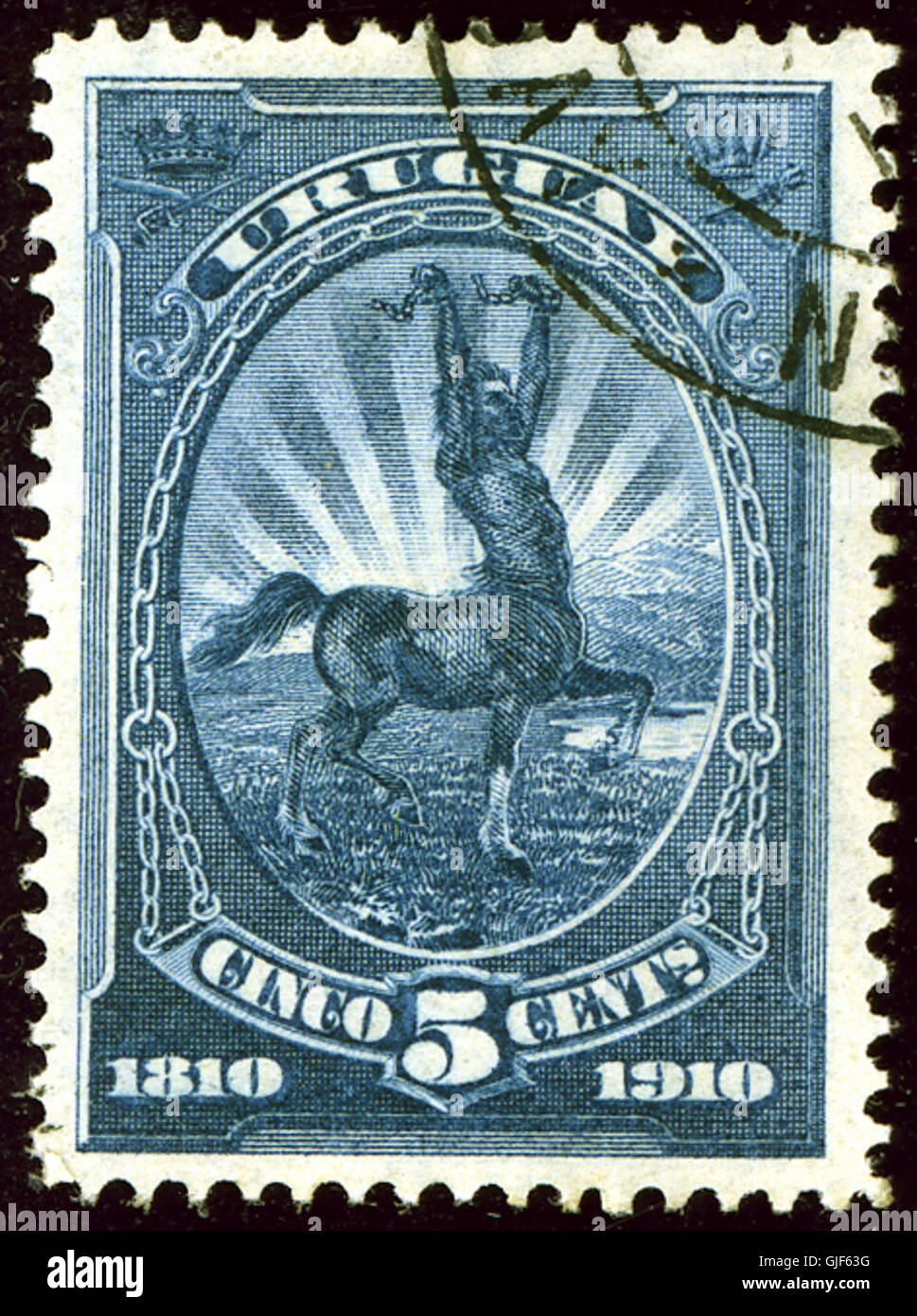 This 1910 Uruguayan stamp, Mi179, celebrates the country's Independence ...