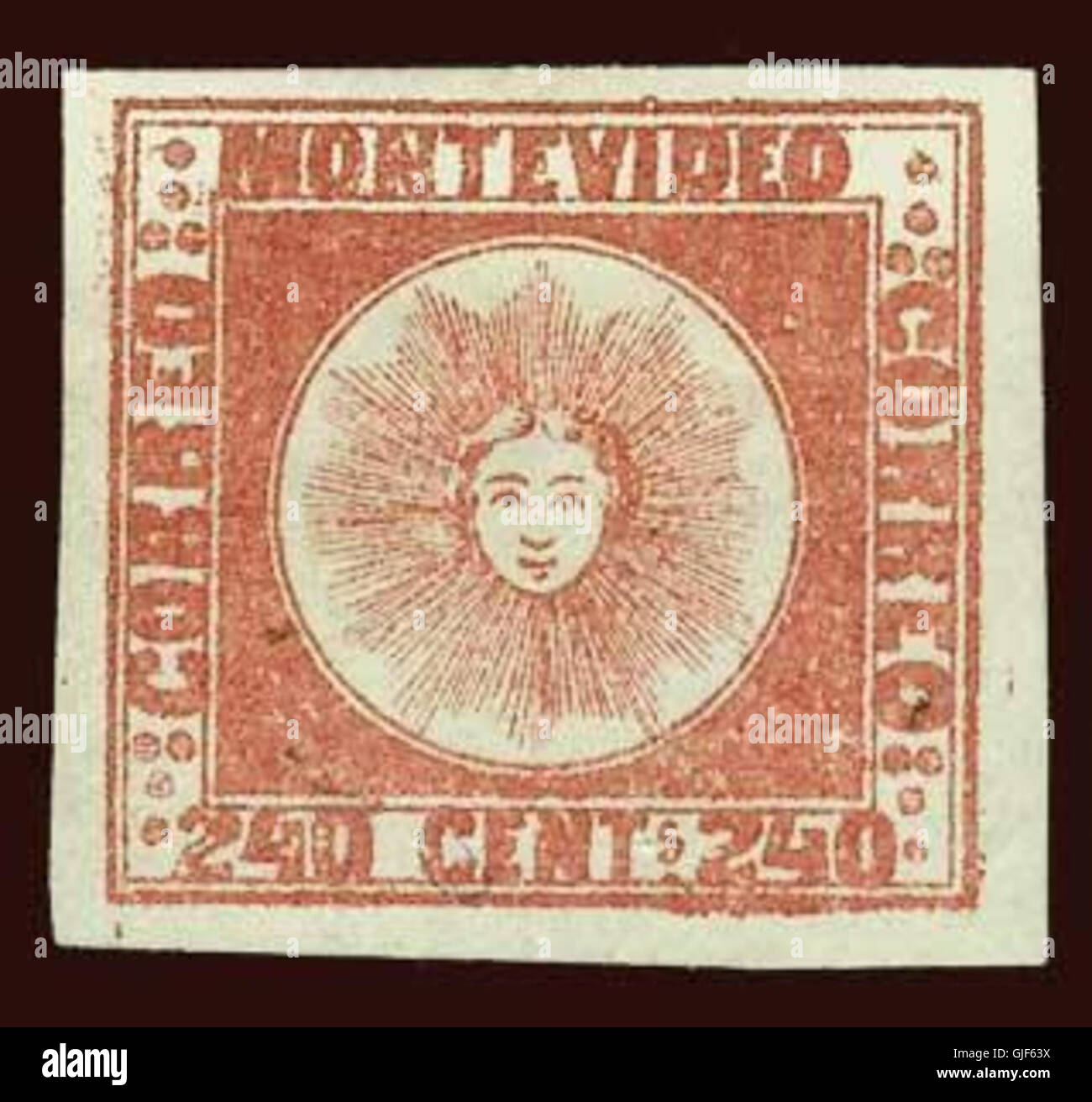 The 1858 Uruguay Soles de Montevideo stamp, also known as the Soles ...