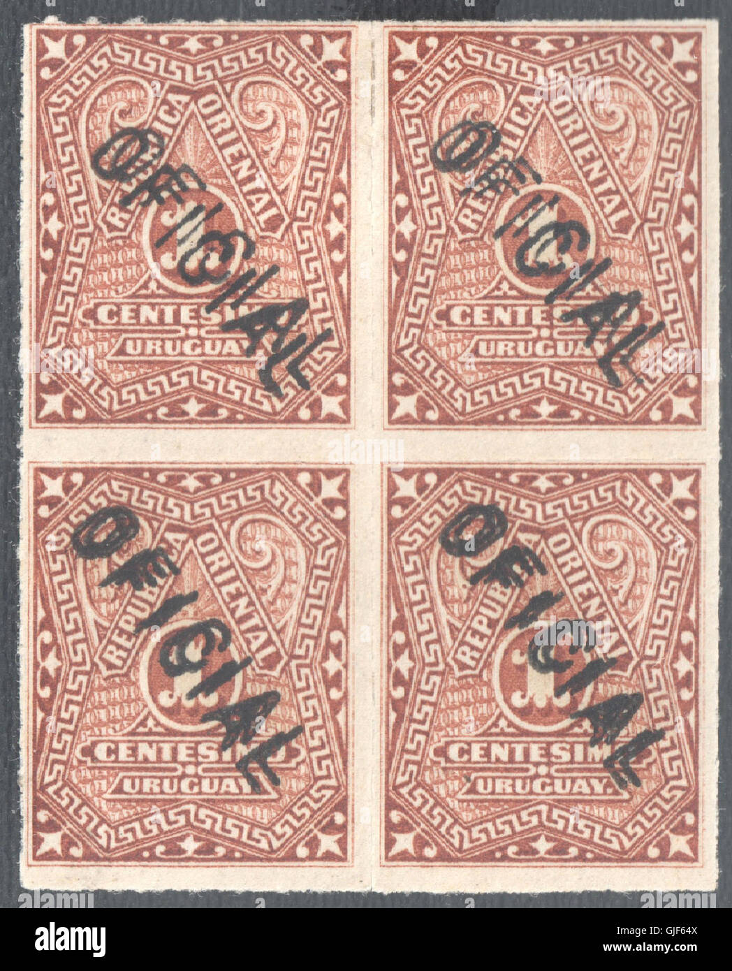 The Uruguay 1880-82 ScO1 B4 DO stamp is part of a postal series issued ...