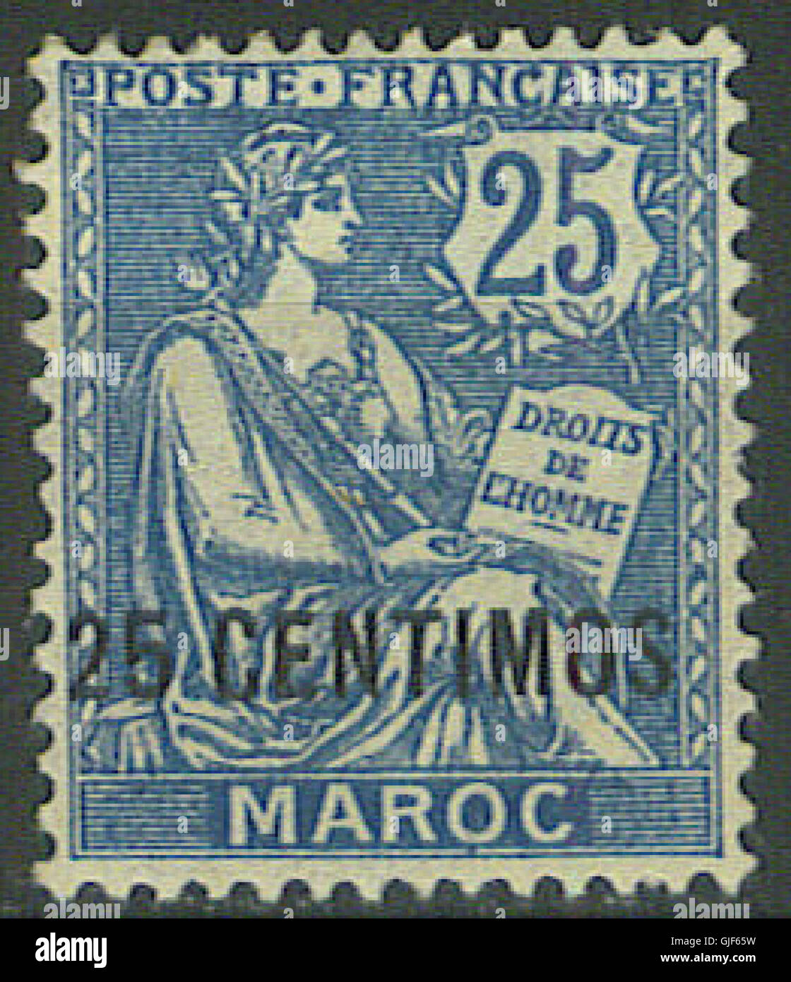 The French Morocco 0018 stamp represents the colonial postal system ...