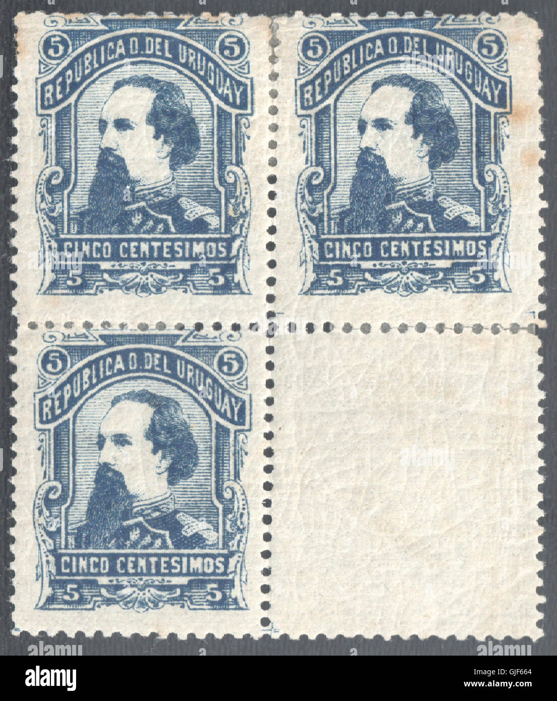 The 1883 Uruguay Sc50 B4 stamp is a blank stamp variant, a rare issue ...