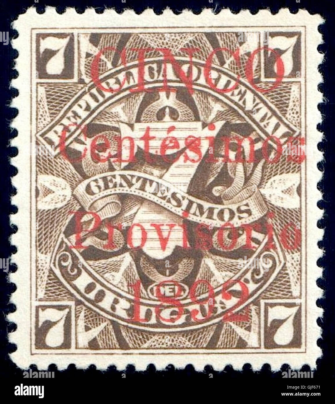 The 1892 Uruguay 1c stamp (Sc101) is an early postal issue from Uruguay ...