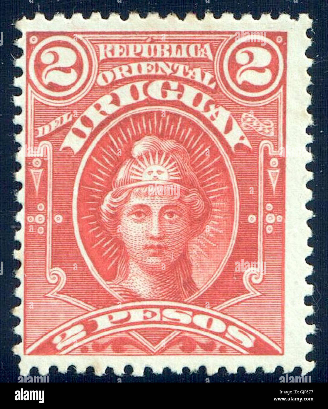 The 1894 Uruguay Sc106 stamp features a design associated with the country’s political and ...