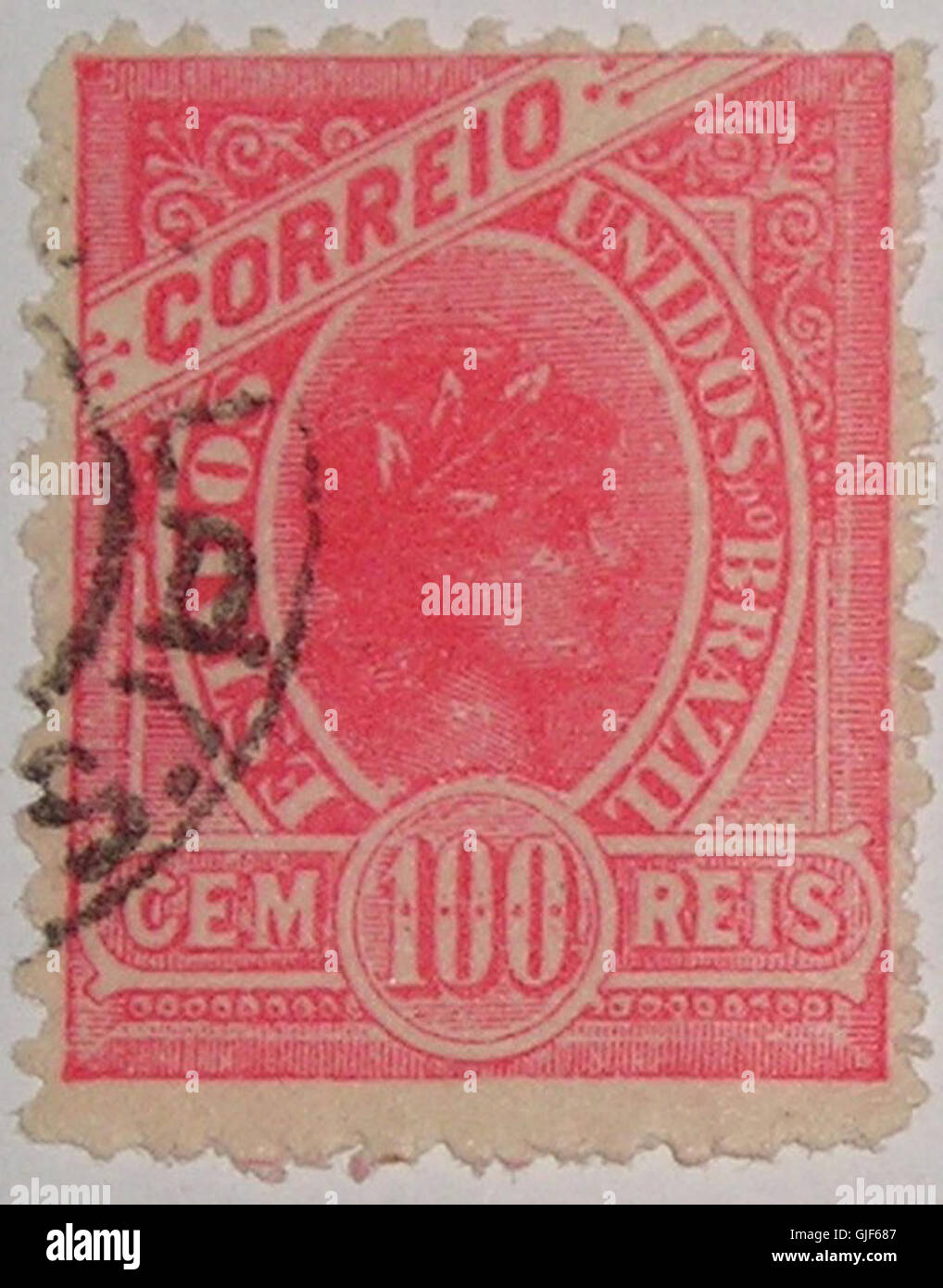 This 1894 Timbre Brésil Liberté 100reis stamp features the 'Liberté ...
