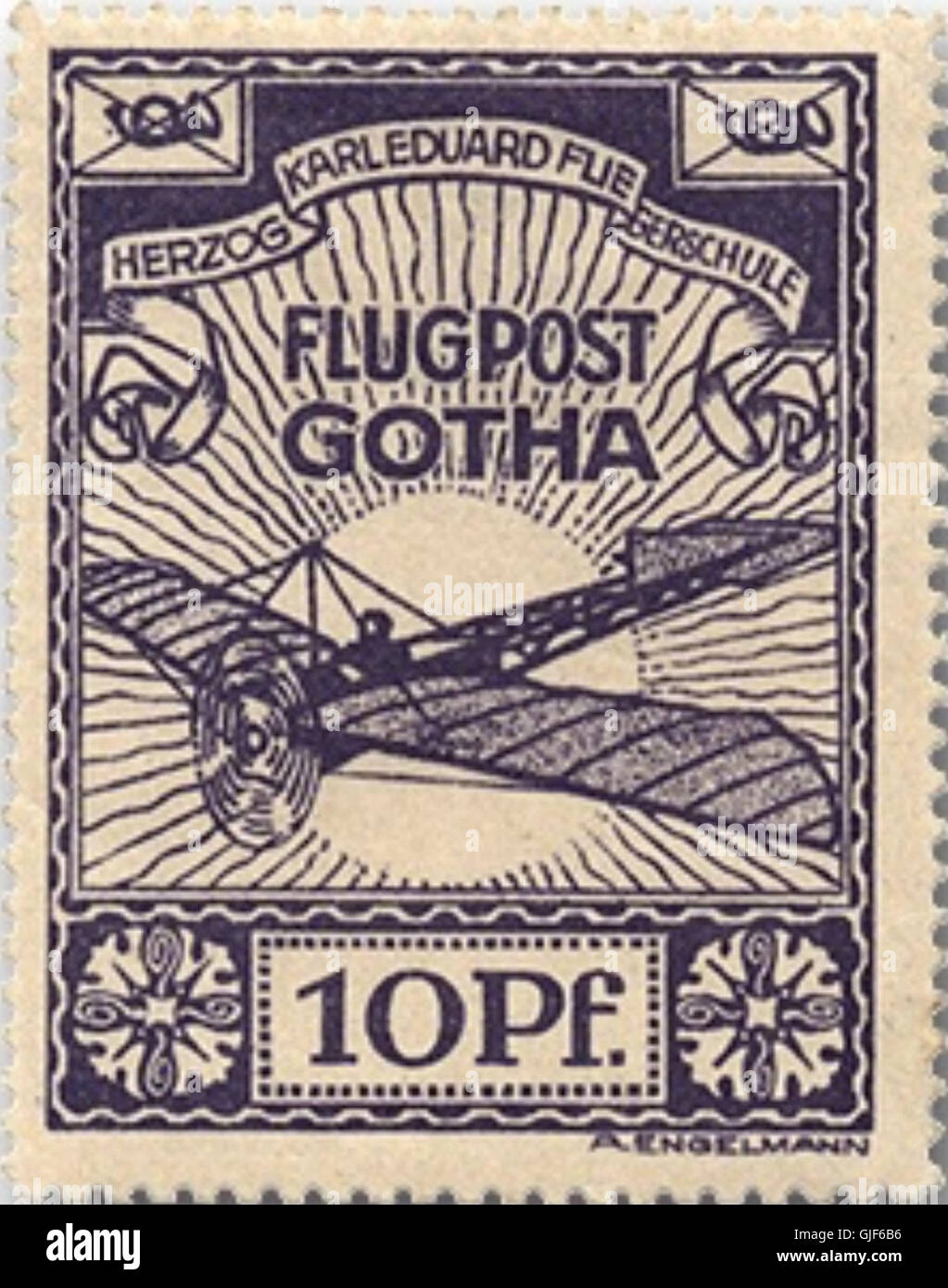 The 1912 Flugpost Gotha stamp commemorates early airmail services in ...