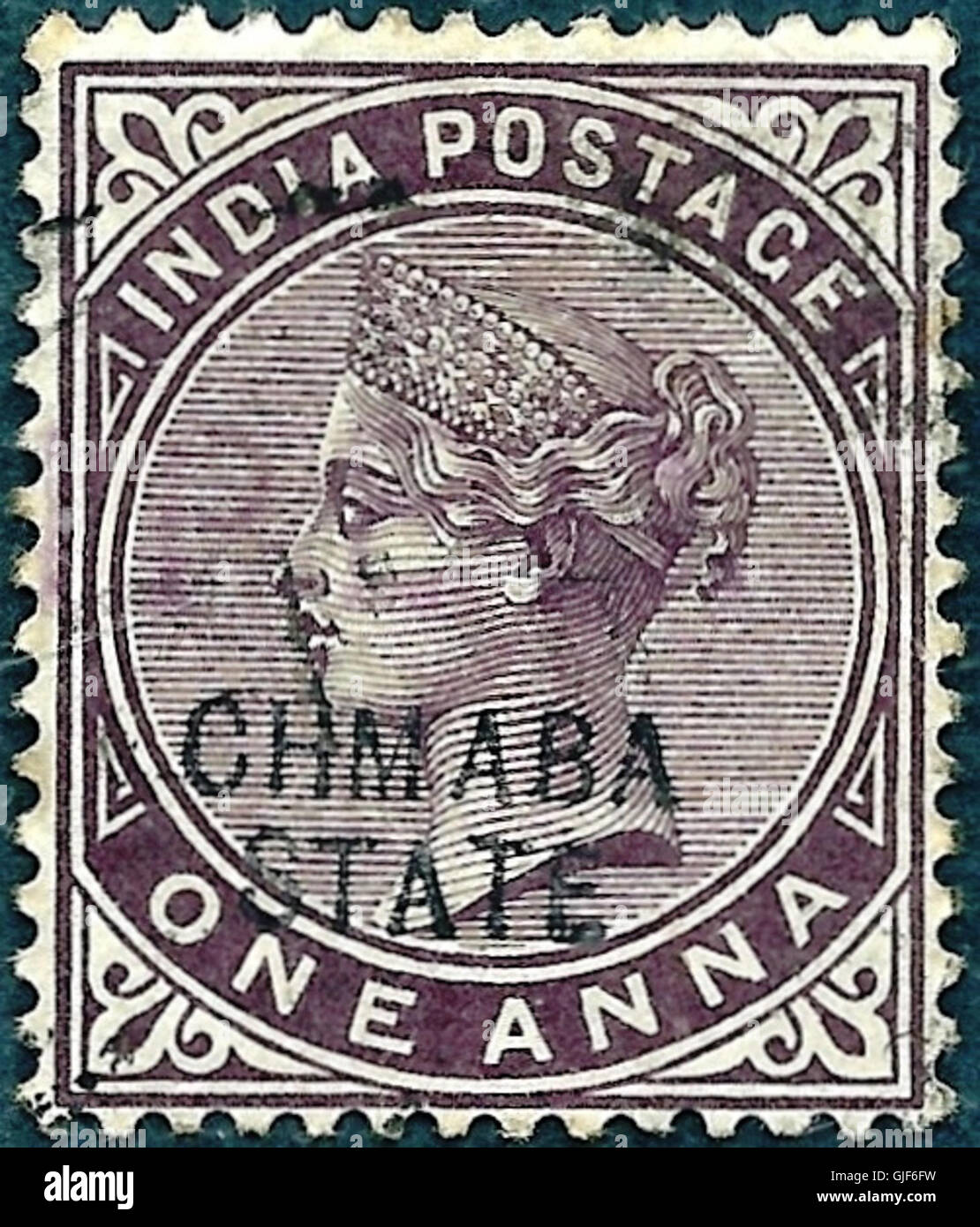 The 1897 Chamba One Anna Queen Victoria SG2a stamp was issued in the ...