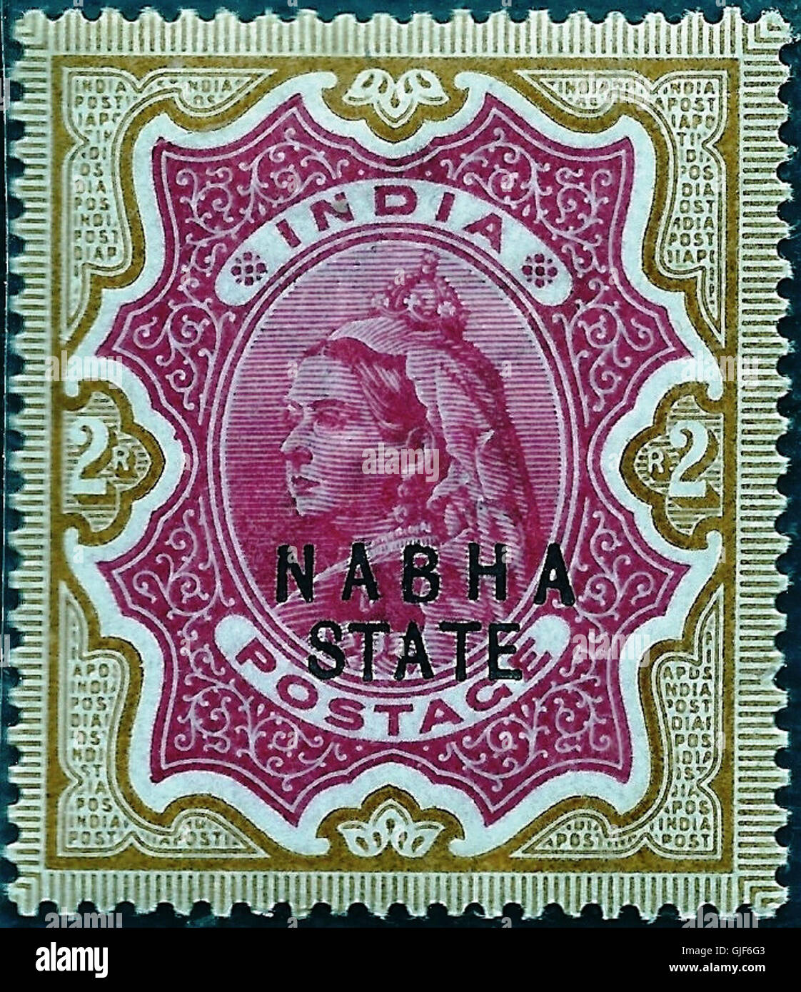 The Nabha Two Rupees Queen Victoria 1897 SG31 stamp was issued during ...