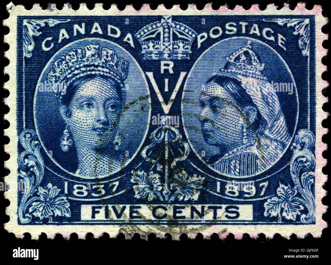 The 1897 5c Canada stamp, issued to commemorate the 30th anniversary of ...