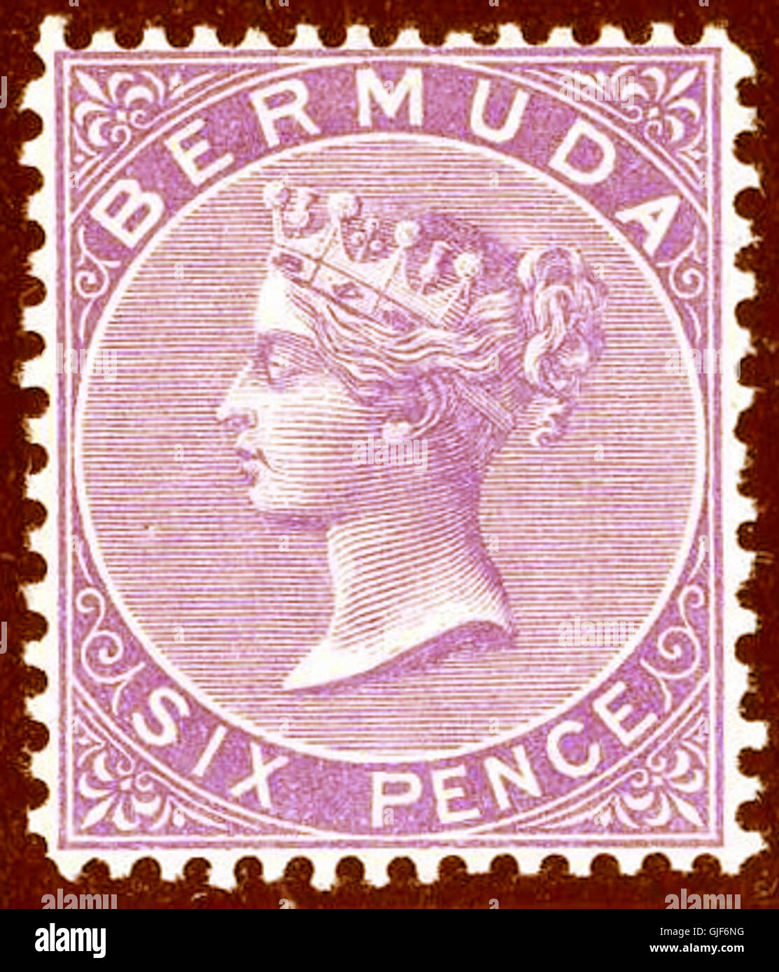 The 1903 Bermuda 6p stamp (Yv7 SG10a) is a classic example of British ...