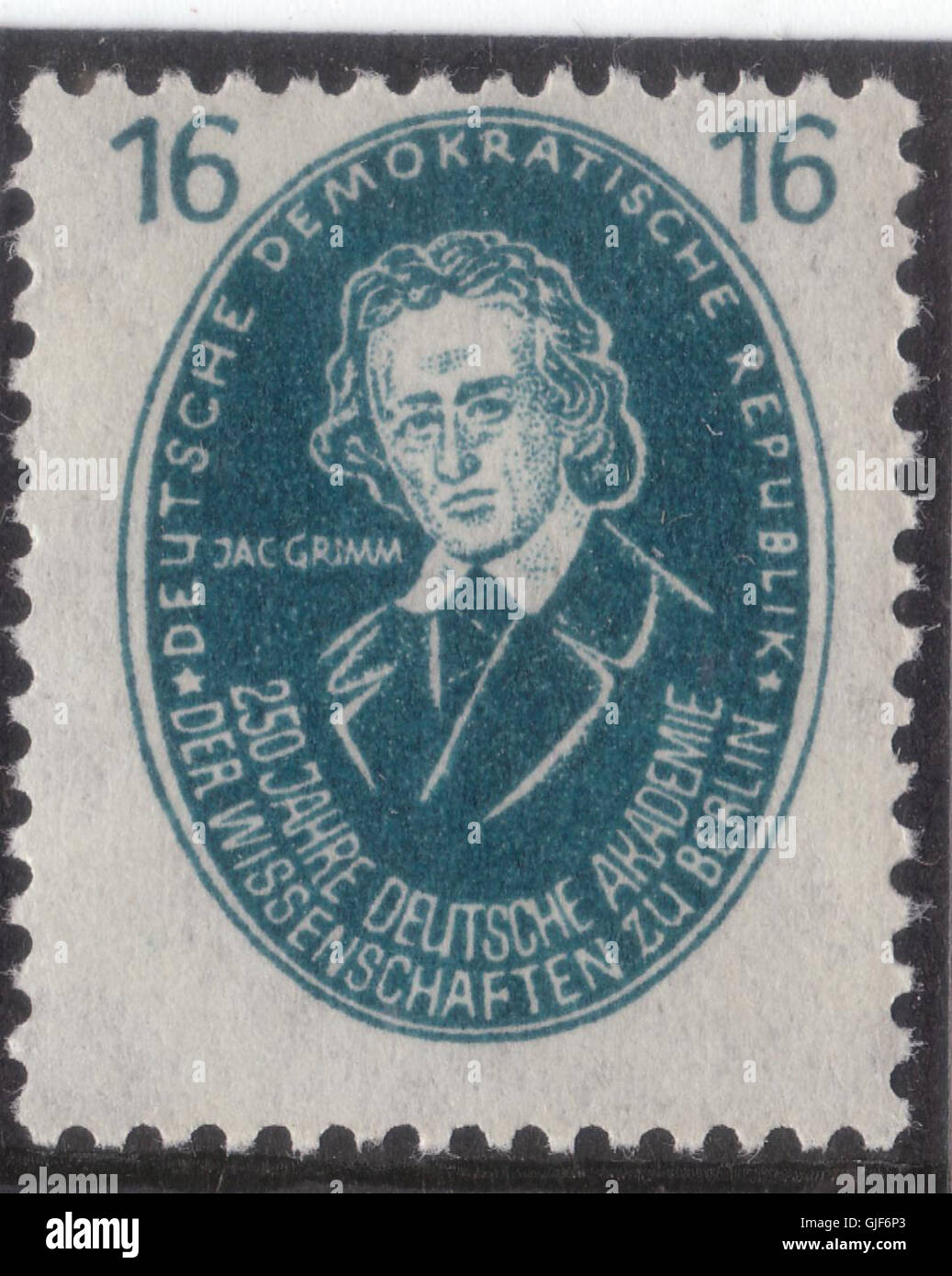 The 1950 DDR-Briefmarke Akademie 16 Pfennig stamp commemorates the ...