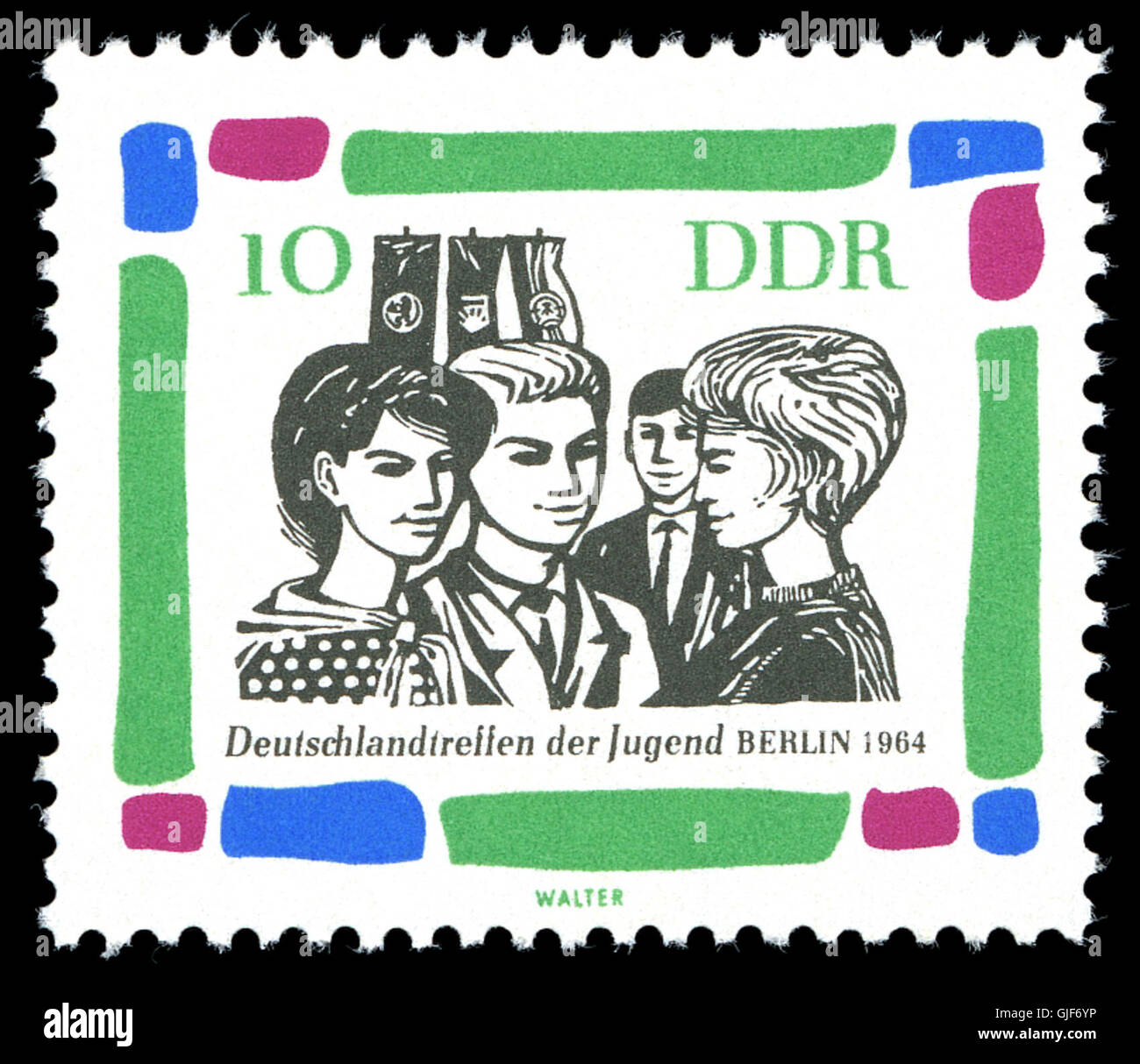 The 1964 MiNr 1022 stamp from East Germany (DDR) is part of a series ...