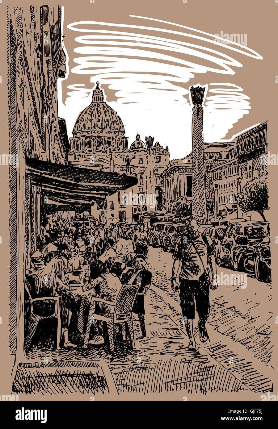 Original Hand Drawing Rome Italy Stock Photos & Original Hand Drawing ...