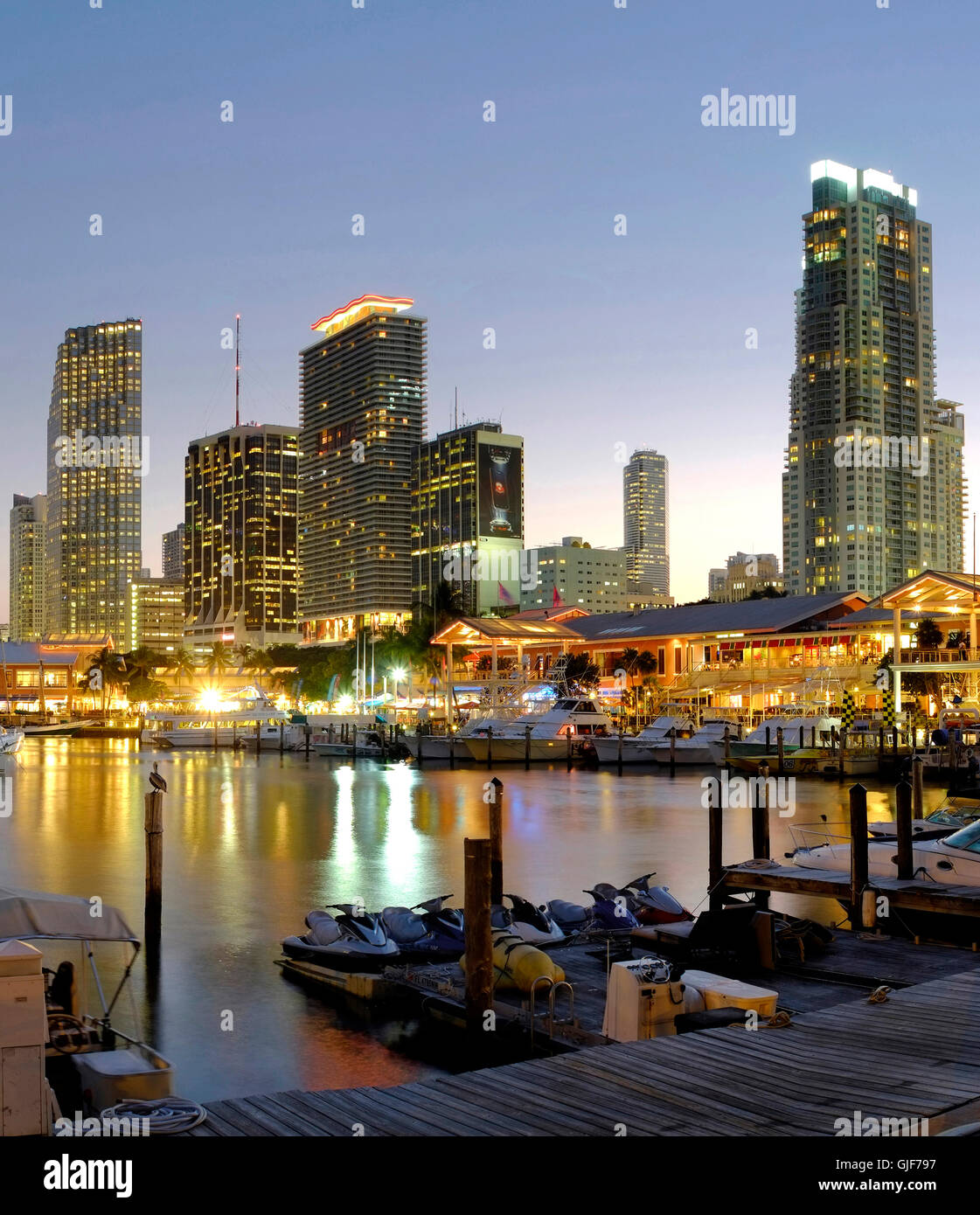 Miami skyline viewed over marina, Florida, USA Stock Photo - Alamy