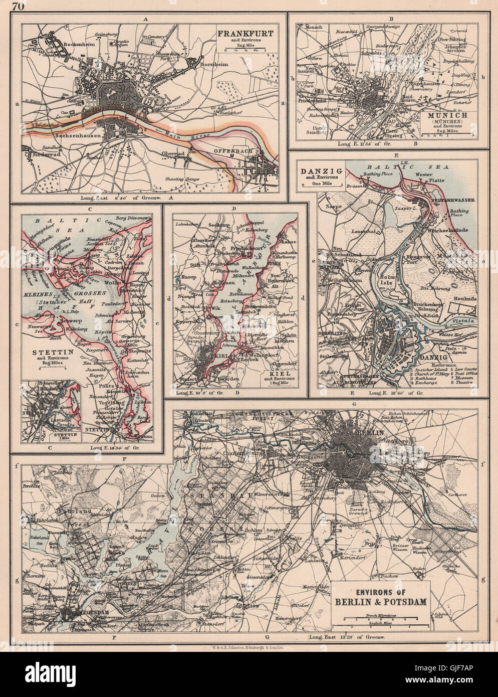 GERMAN/PRUSSIAN CITIES.Frankfurt Munich Szczecin Kiel Danzig Berlin ...
