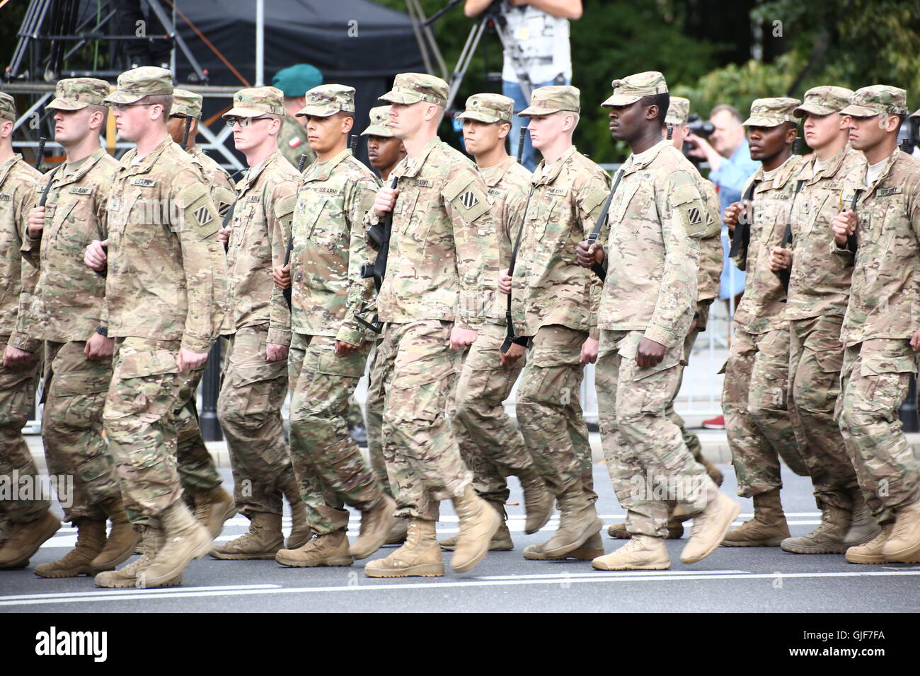 Warsaw, Poland. 15th Aug, 2016. US Marines march during military tattoo ...