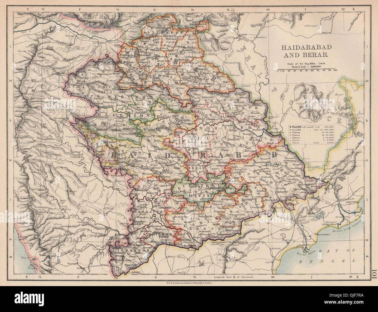 BRITISH INDIA EAST. Hyderabad & Berar. Railways. JOHNSTON, 1906 antique ...