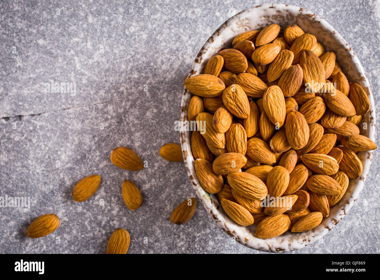 Bowl of almonds above Stock Photo - Alamy