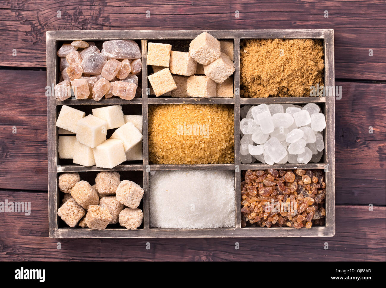 Various kinds of sugar in box Stock Photo - Alamy
