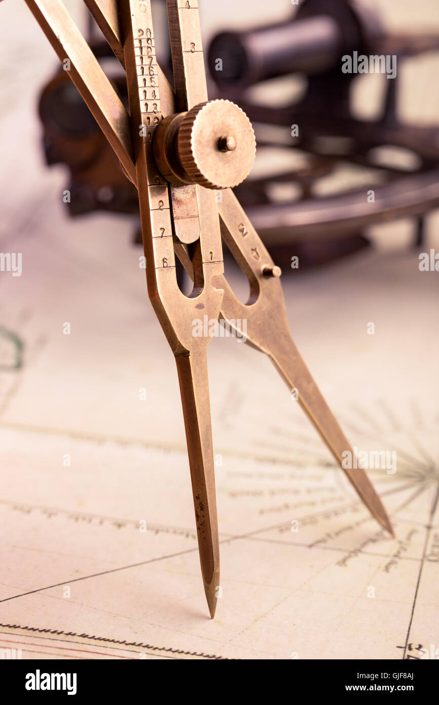 Brass proportional divider Stock Photo - Alamy