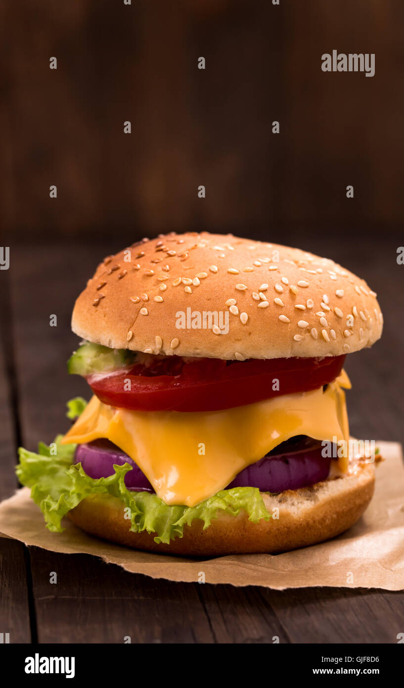 Cheeseburger closeup shot Stock Photo - Alamy