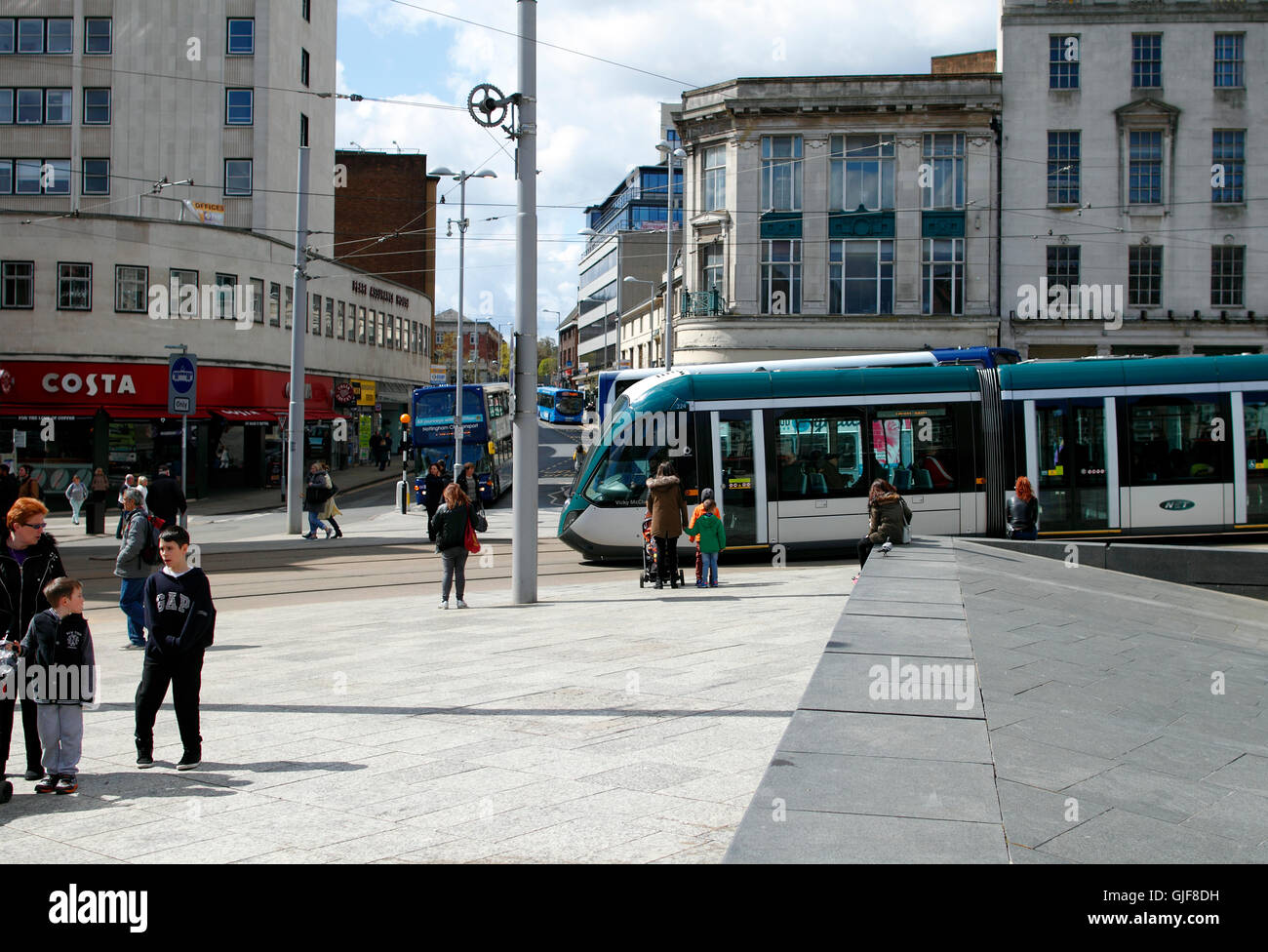 Market Square in Nottingham with the Nottingham tram Stock Photo - Alamy