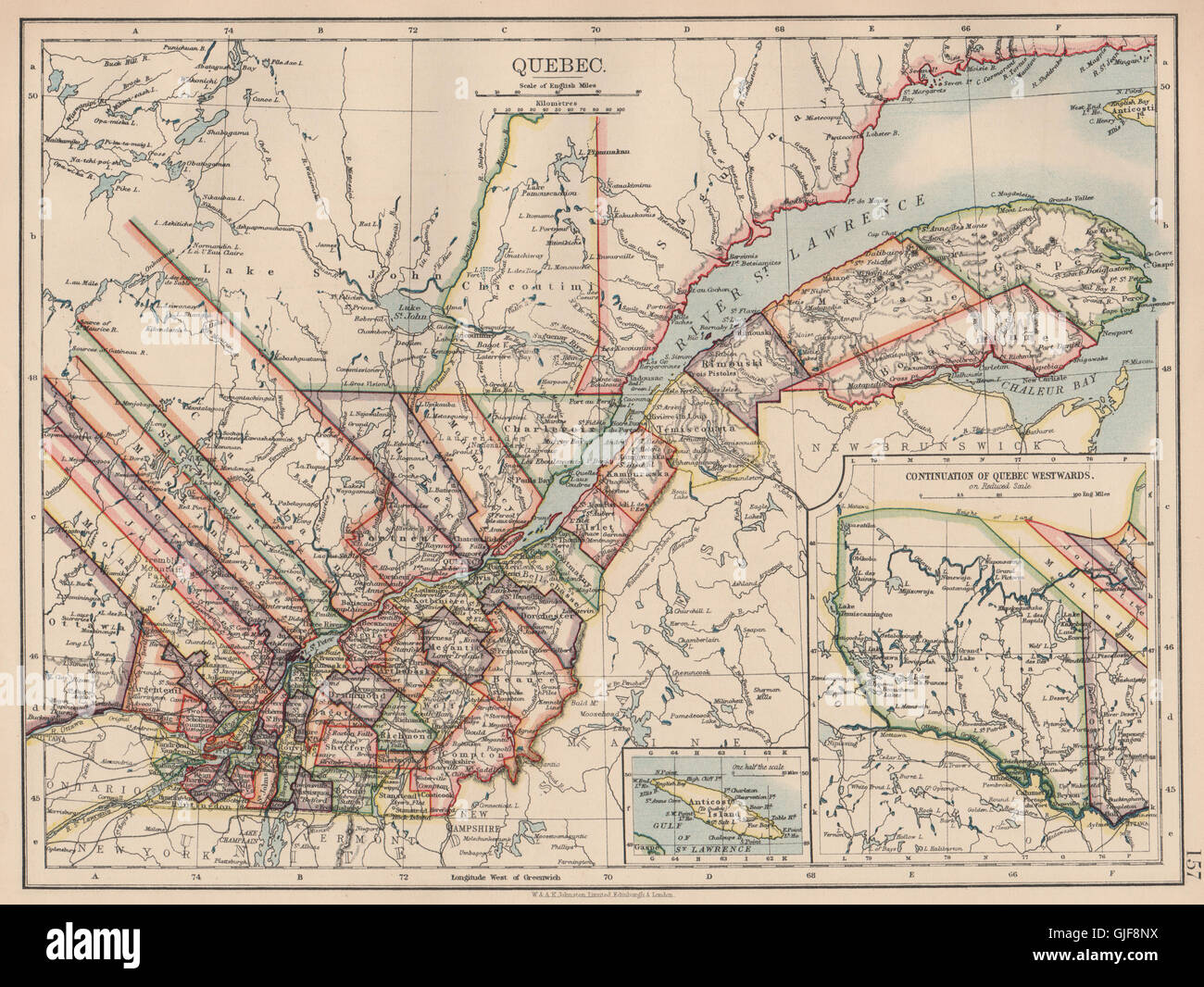 QUEBEC QUÉBEC. Showing counties. Canada. St Lawrence. JOHNSTON, 1906 ...