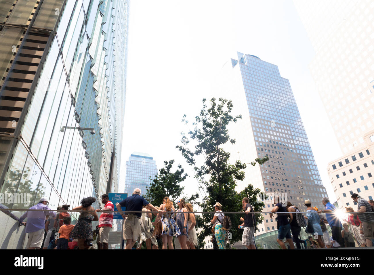 Tourists in line for the One World Observatory, NYC, USA Stock Photo ...