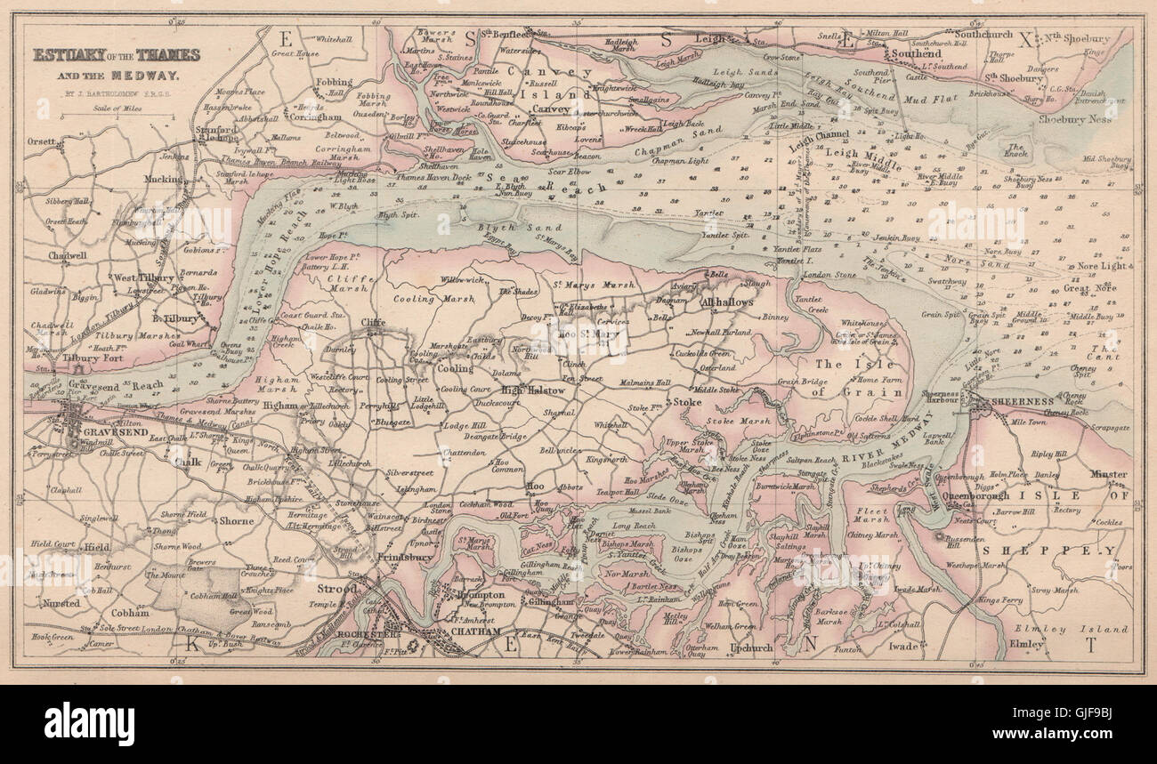 Thames estuary map 1865 hi-res stock photography and images - Alamy