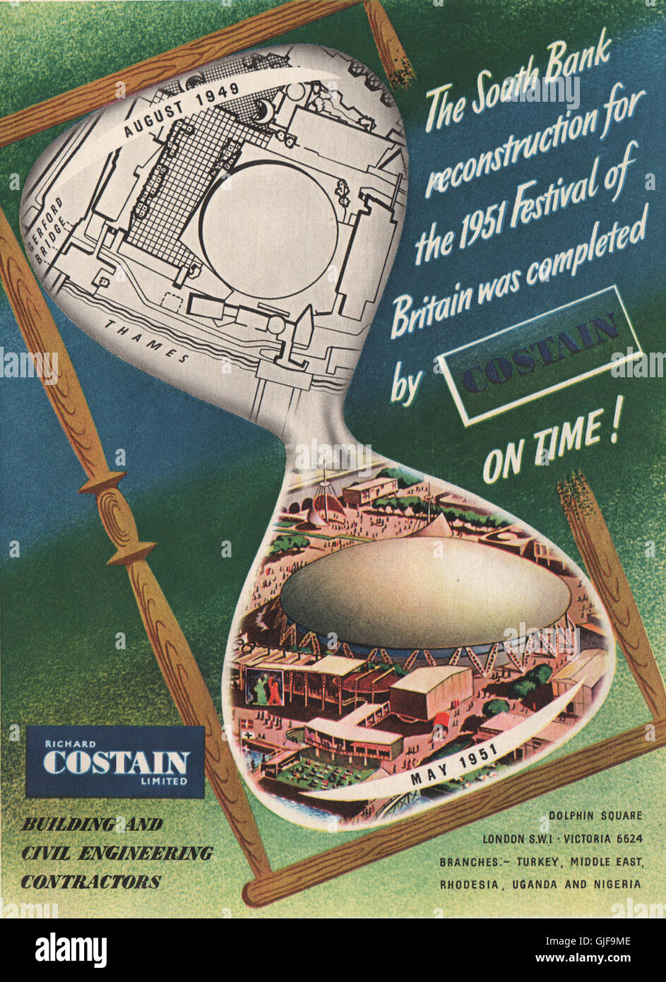 COSTAIN ADVERT. Richard Costain Ltd. Festival of Britain. Construction ...
