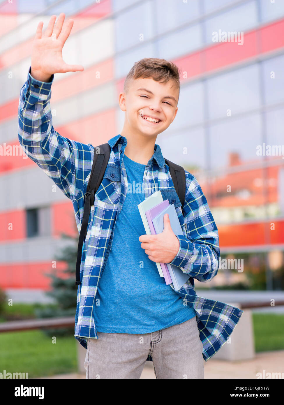 Boy back to school Stock Photo - Alamy