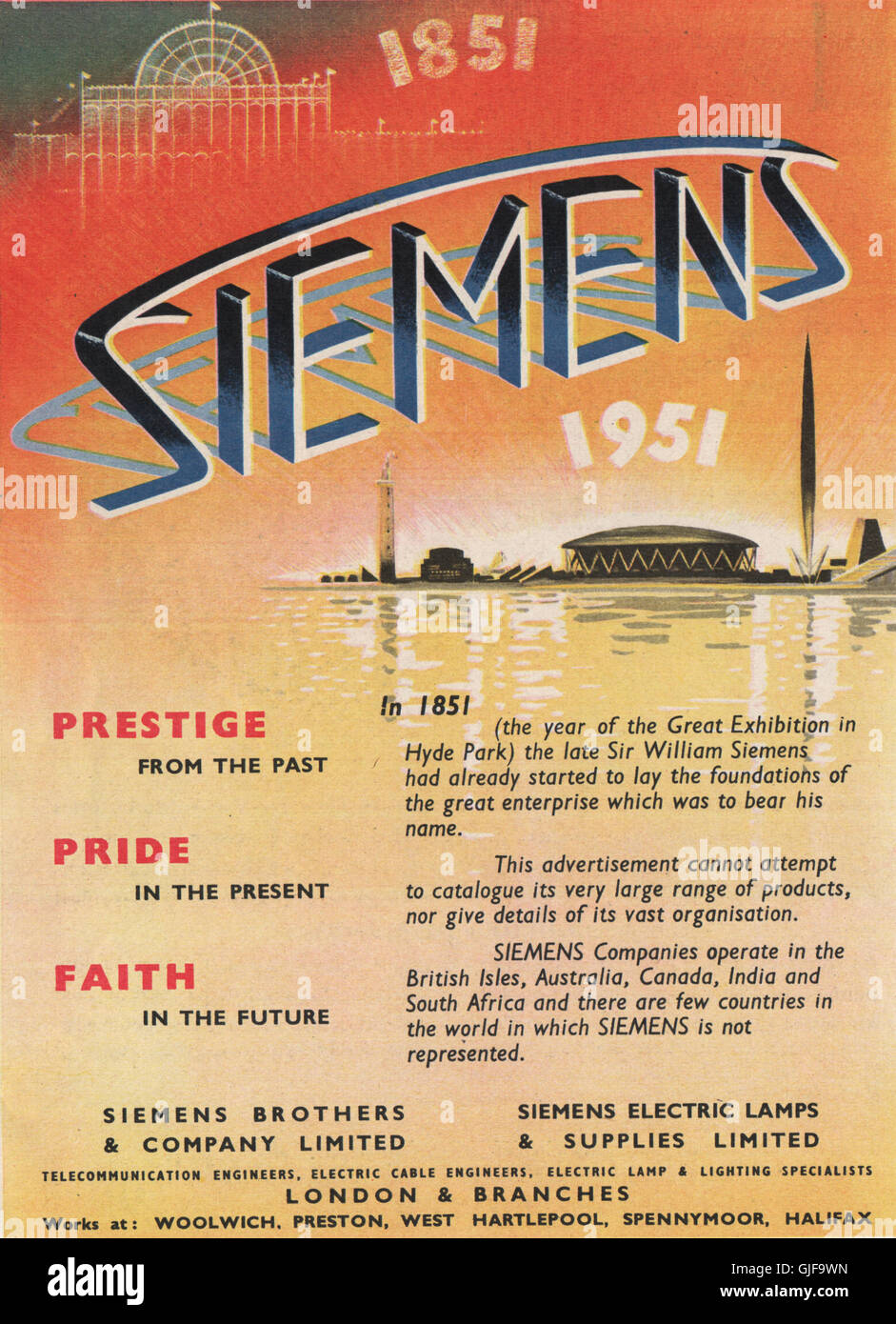 SIEMENS ADVERT. Siemens. Festival of Britain. Engineering, vintage ...