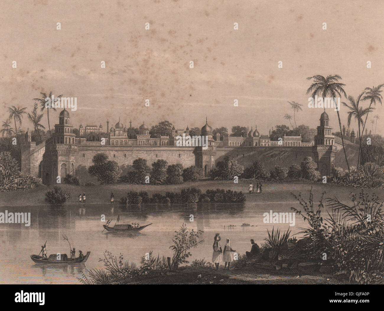 BRITISH INDIA. View of the Palace of Agra, From The River. Agra Fort ...