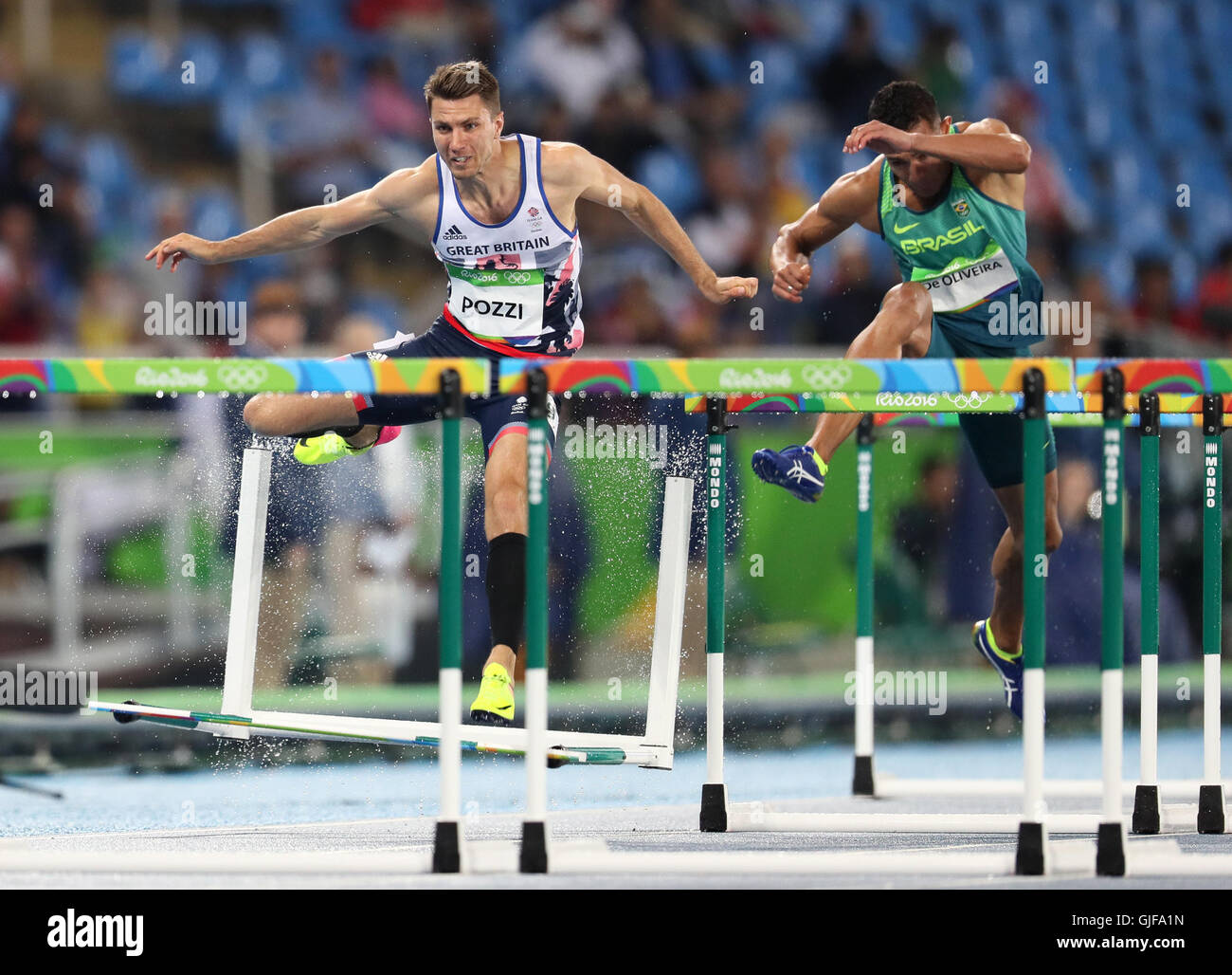 Great Britain's Andrew Pozzi (left) in action during the heats of the ...