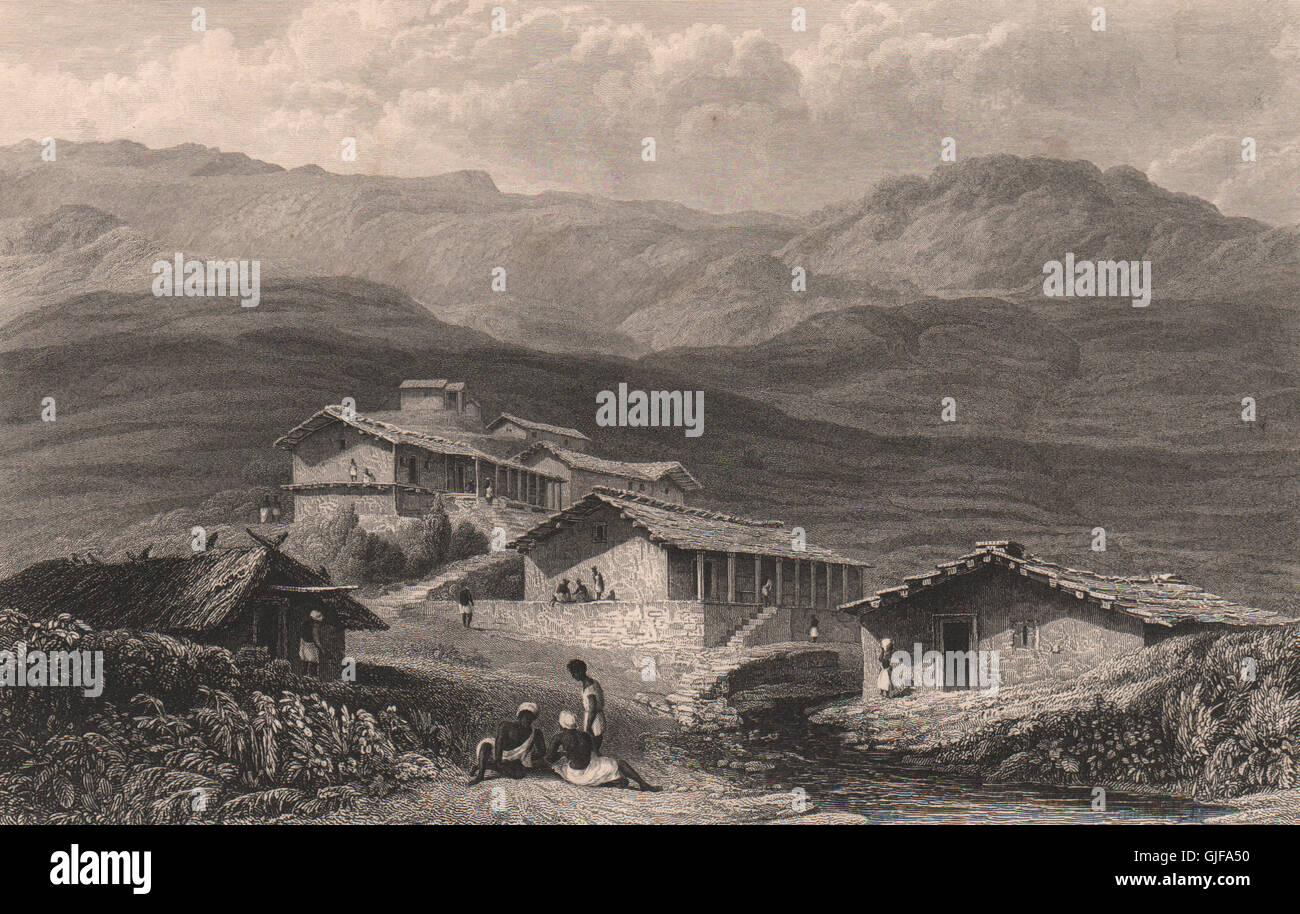 BRITISH INDIA. Jerdair, a hill village, Garhwal, antique print 1858 ...