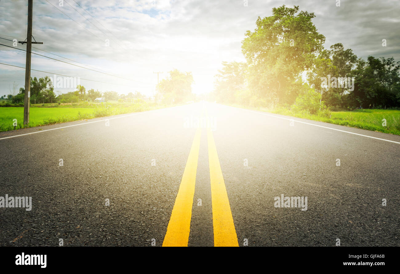 empty rural road background with lighting effect Stock Photo - Alamy