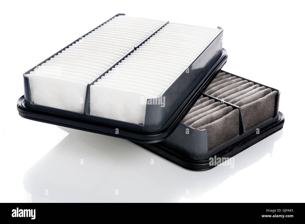 comparison between new and used air filter for car, automotive spare ...