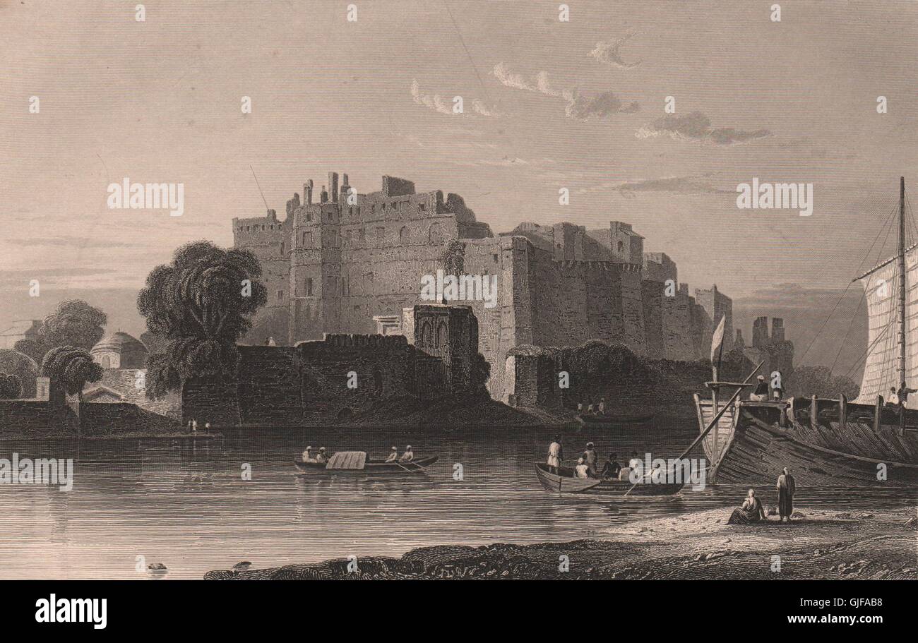 BRITISH INDIA. An Old Fort at Mathura. Kans Quila, antique print 1858 ...