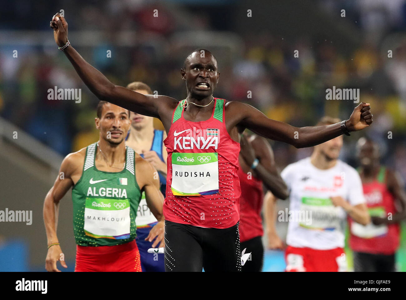 Kenya's David Lekuta Rudisha celebrates winnning the men's 800 metres ...