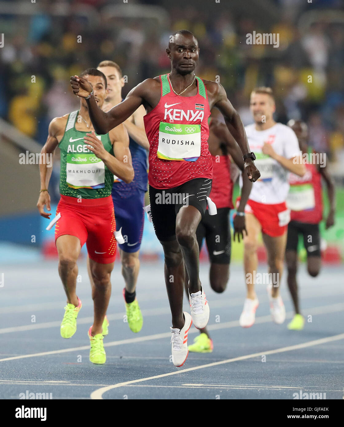Kenya's David Lekuta Rudisha (centre) on his way to winnning the men's ...