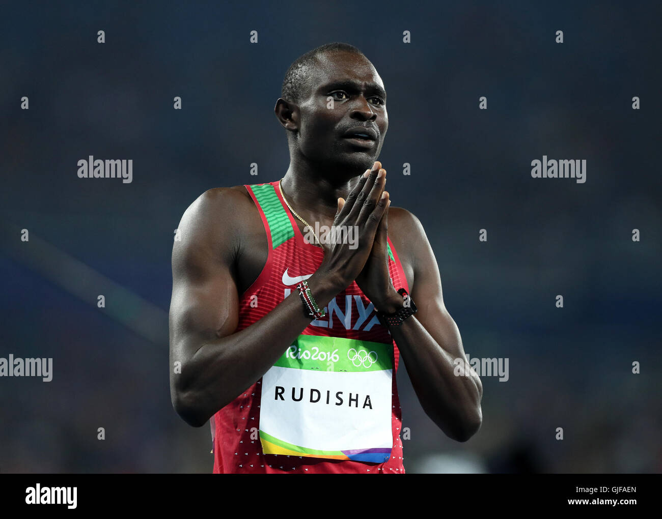 Kenya's David Lekuta Rudisha reacts after winning the men's 800 metres ...