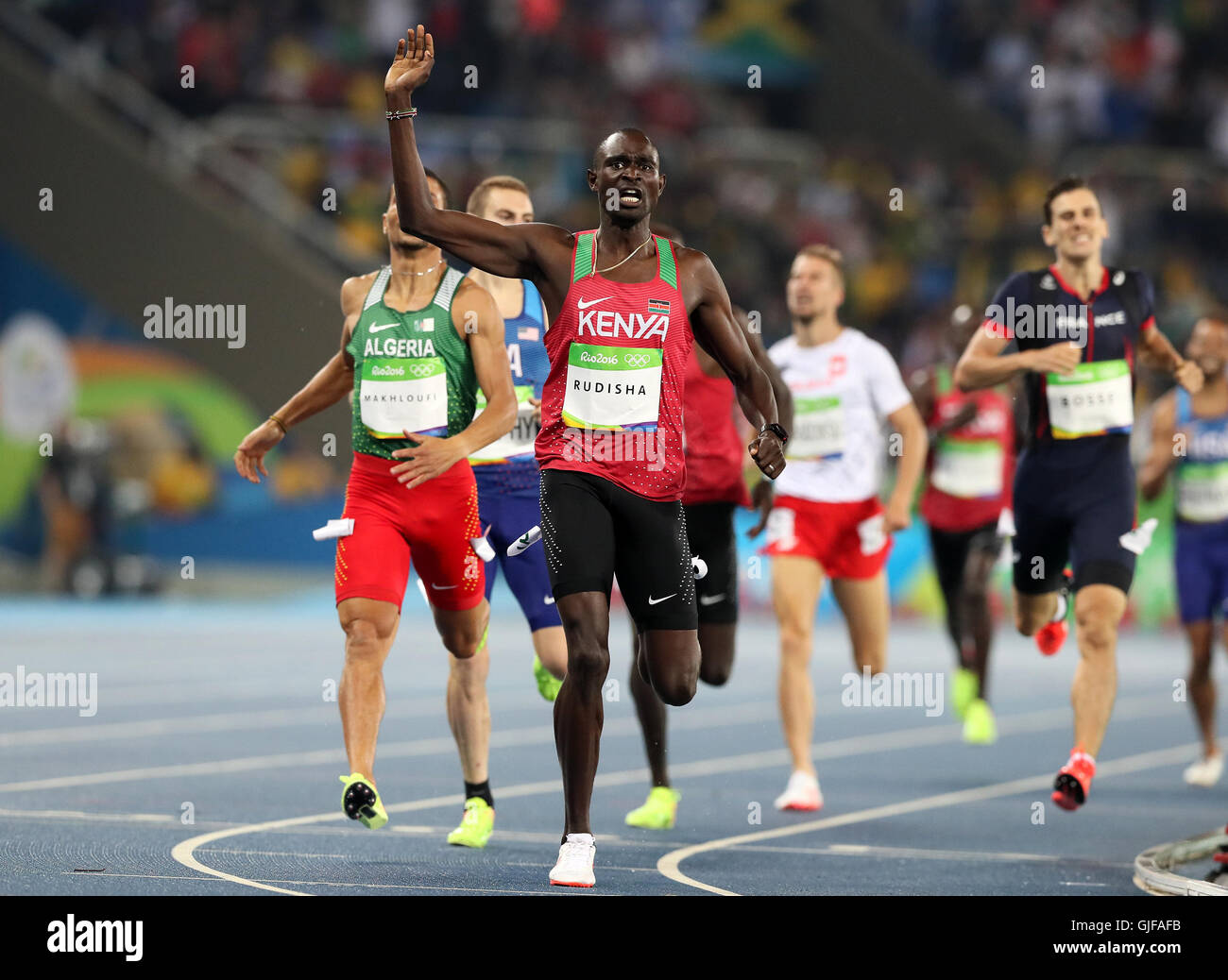 Kenya's David Lekuta Rudisha reacts as he wins the men's 800 metres on ...