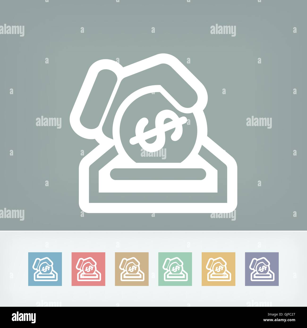 Hand inserting coin piggy bank Stock Vector Images - Alamy