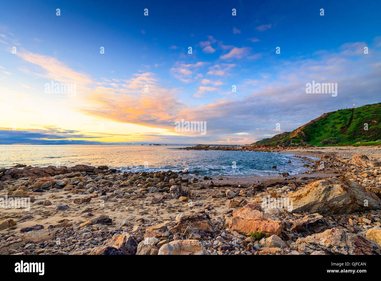 Dramatic sunset with clouds above the sea, South Australian shore Stock ...