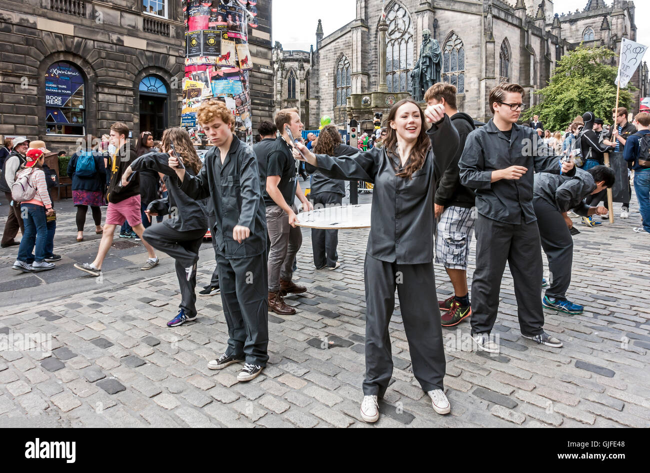 Keele Drama Society group of performers in the High Street at Edinburgh ...